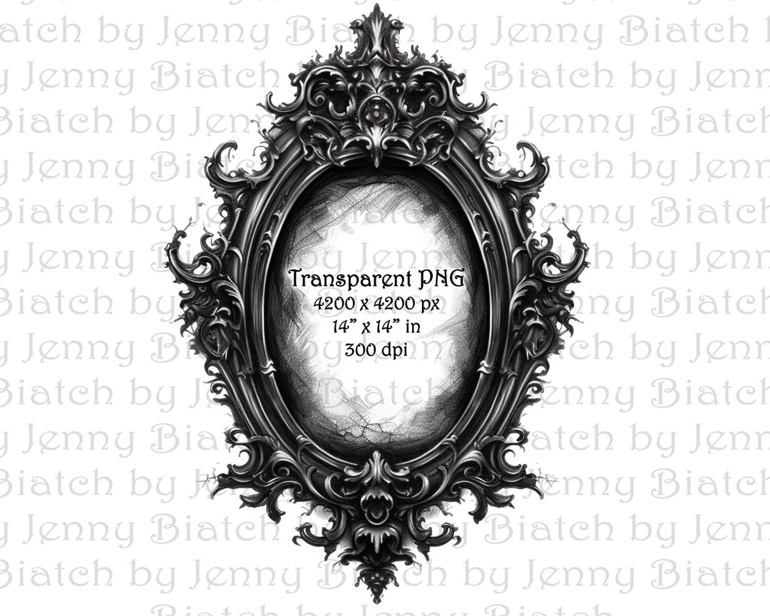 Gothic Frame, Oval Pencil Sketch, Vintage Gothic Vampire Halloween ...