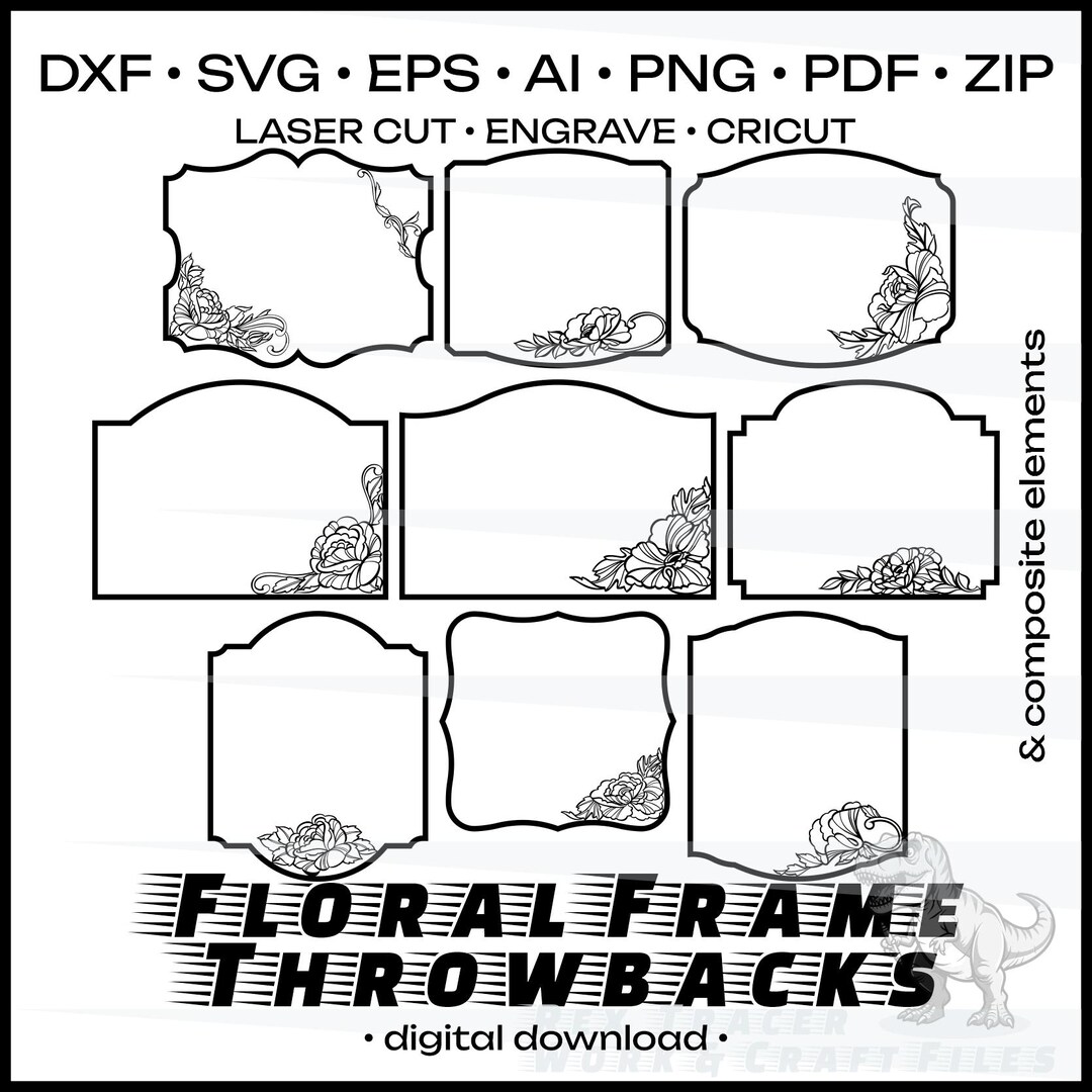 Floral Frame Svg Dxf Laser Cut Vintage Frames Svg Cnc Frame File Cricut ...
