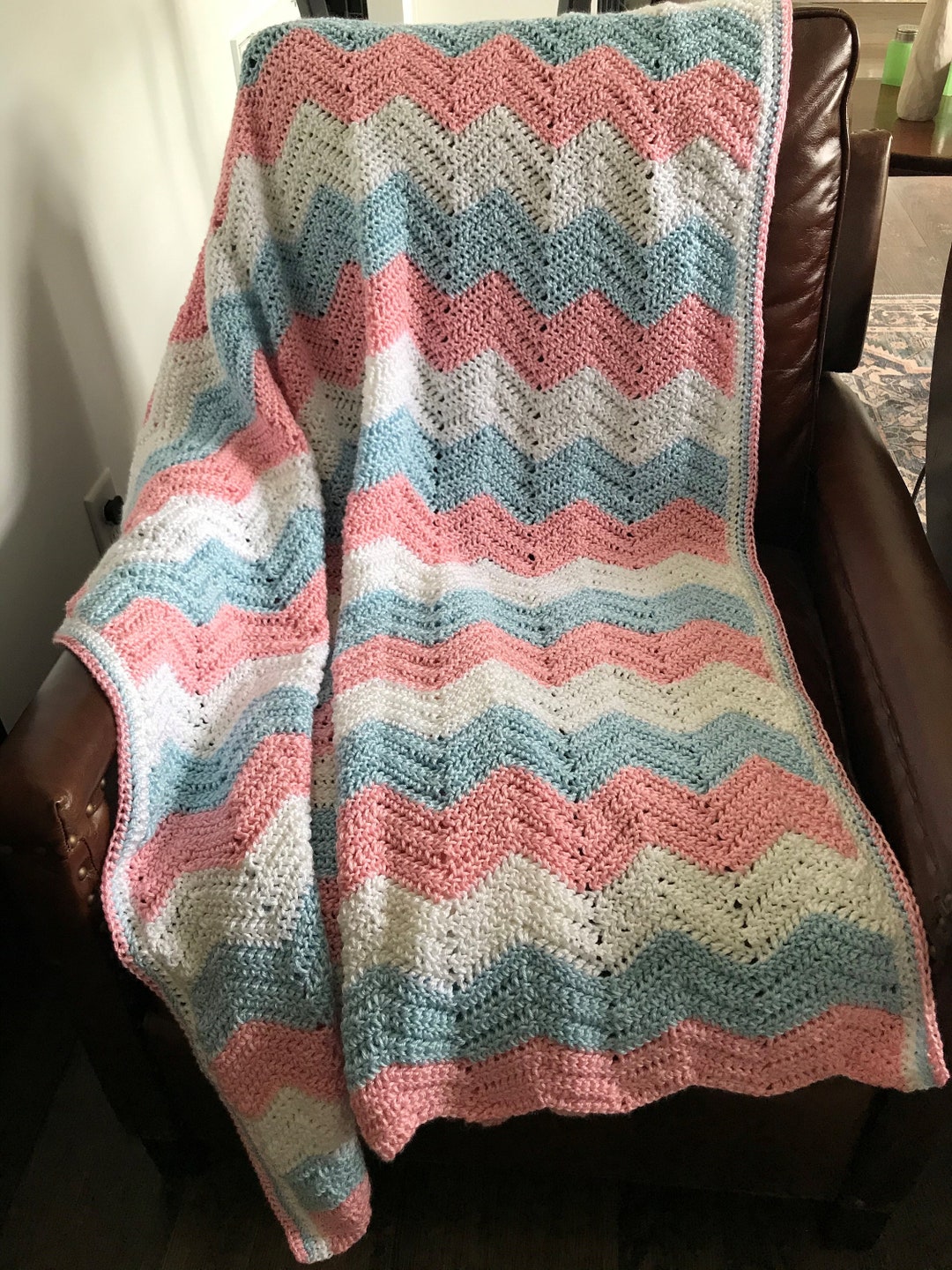 The Rebecca | Handmade Crochet 3 Color Chevron Afghan | CUSTOM | Simply ...