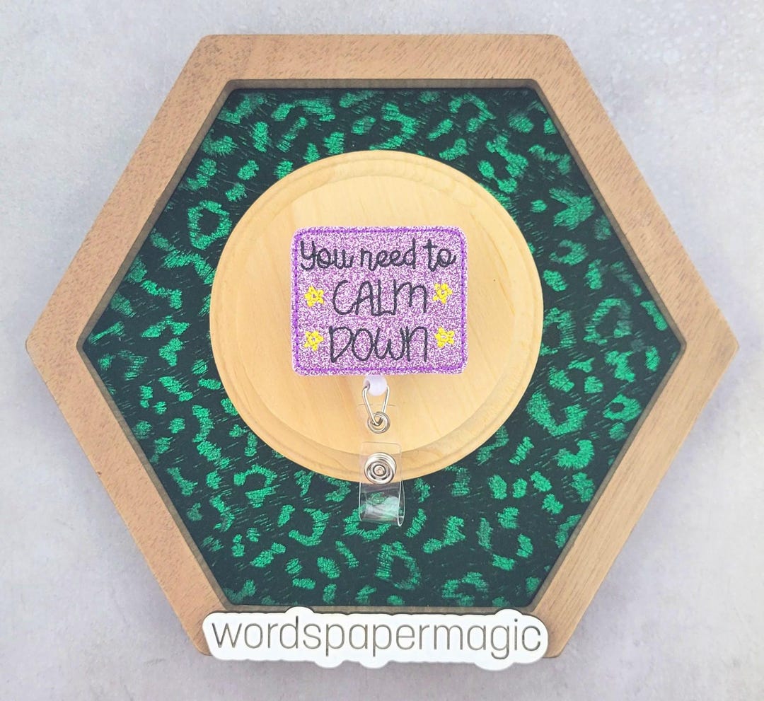 Calm Down Work Bestie Badge Reel for Teachers, Interchangeable Badge ...