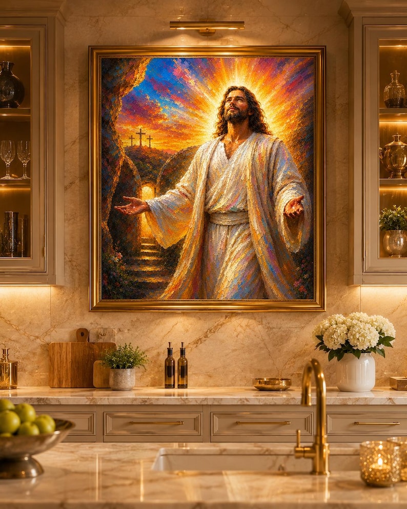 He is Risen Jesus Art | Textured Painting Style Christian Print ...