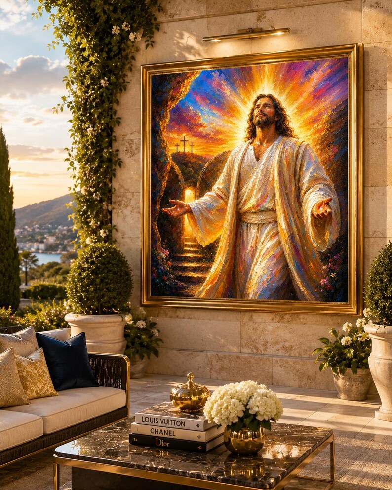 He is Risen Jesus Art | Textured Painting Style Christian Print ...