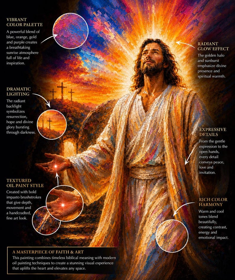 He is Risen Jesus Art | Textured Painting Style Christian Print ...