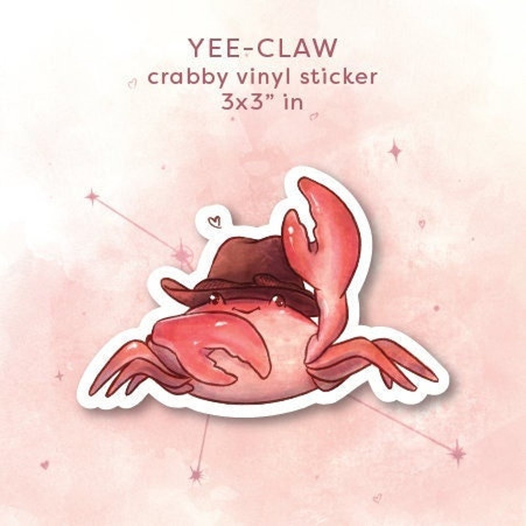YEE-CLAW Crabby Vinyl Sticker (3") - Etsy