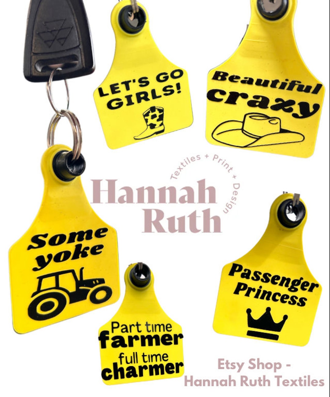 COW TAG KEYRING Handmade Farmer Keyring With Country Sayings / Country ...