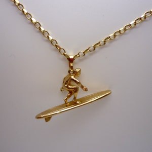 1970's Gold Surfboard Necklace, Surfer Pendant on 9k Belcher Chain - Etsy