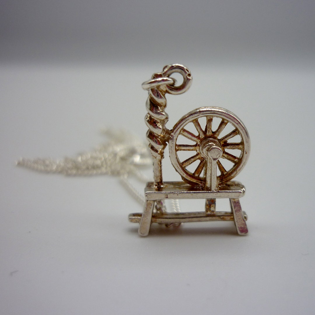 Sleeping Beauty Spinning Wheel Charm Necklace, Fairy Tale Jewelry - Etsy