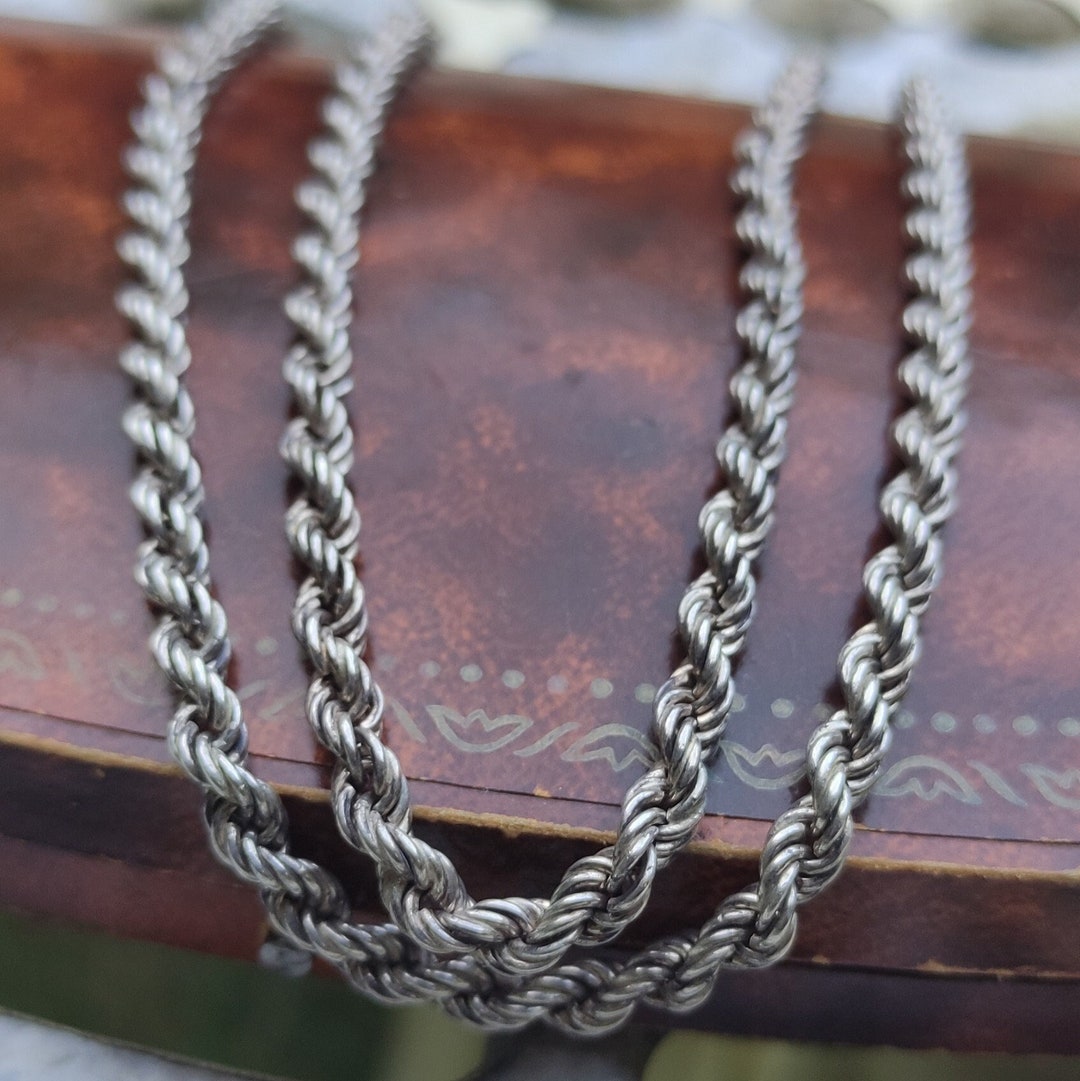 Vintage Silver Twisted Rope Chain Necklace - Etsy