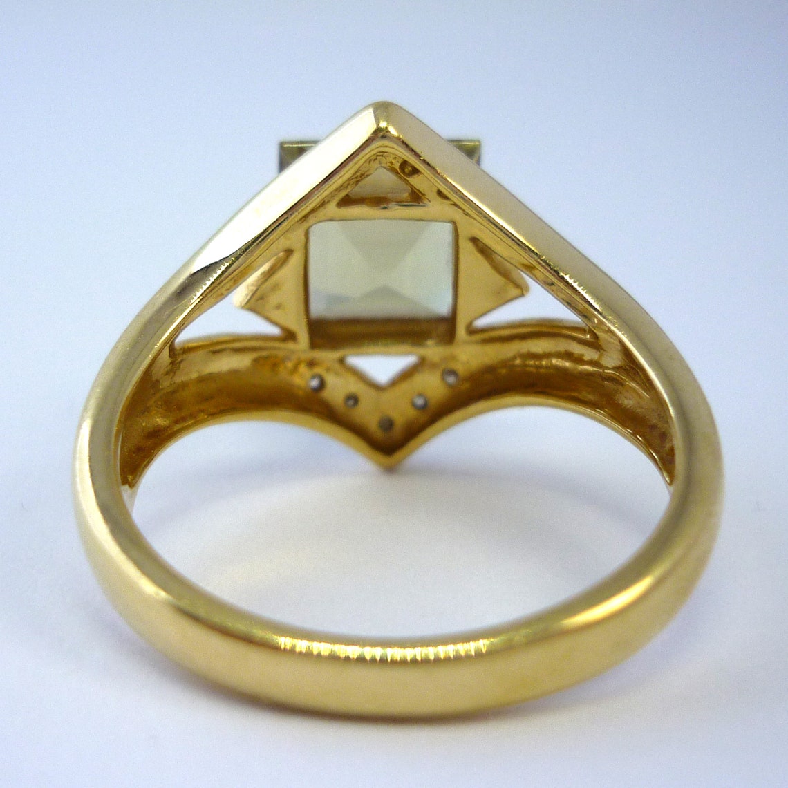 Square Citrine Ring With Diamonds | Etsy