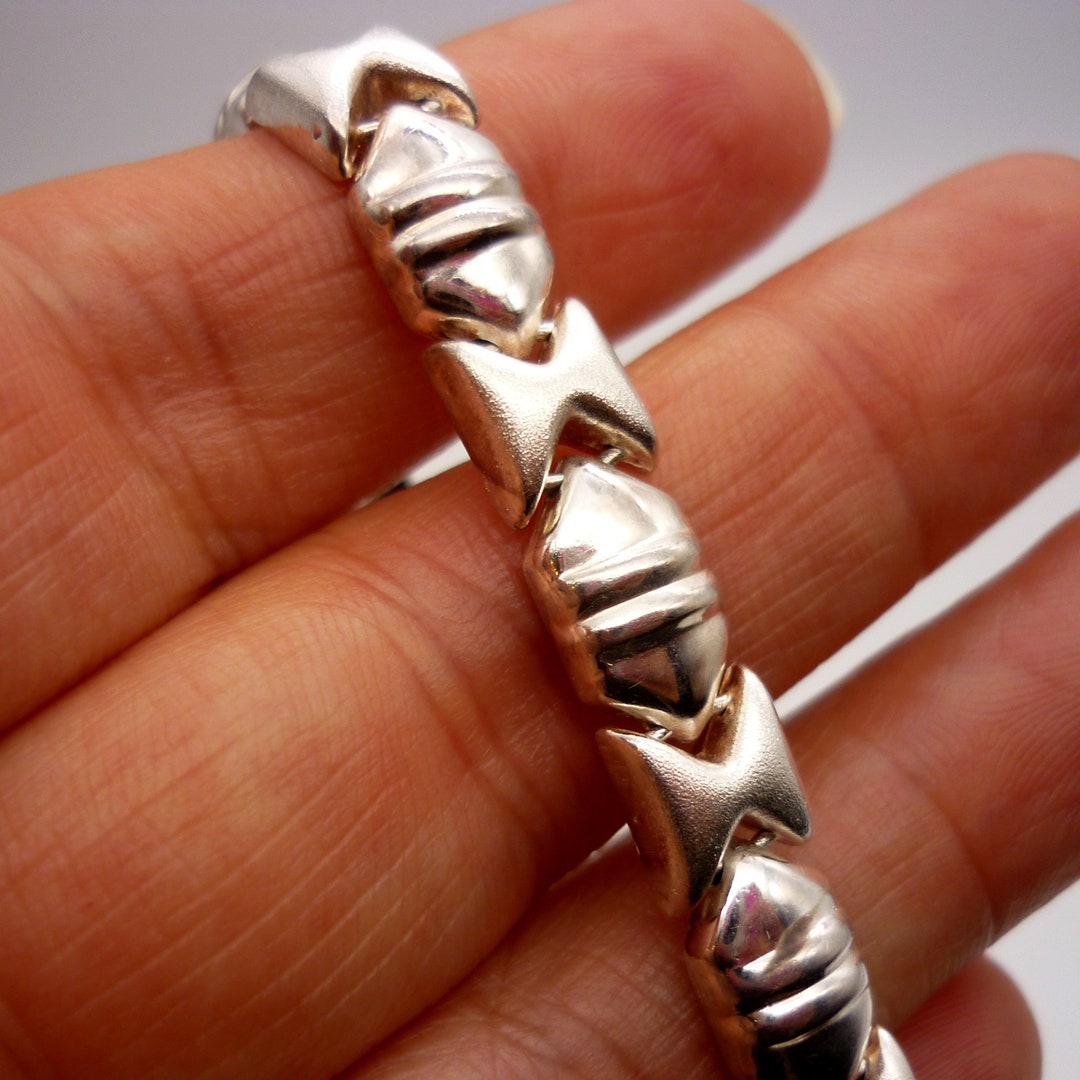 Silver XO Bracelet, Fancy Link Sterling Silver Chain - Etsy