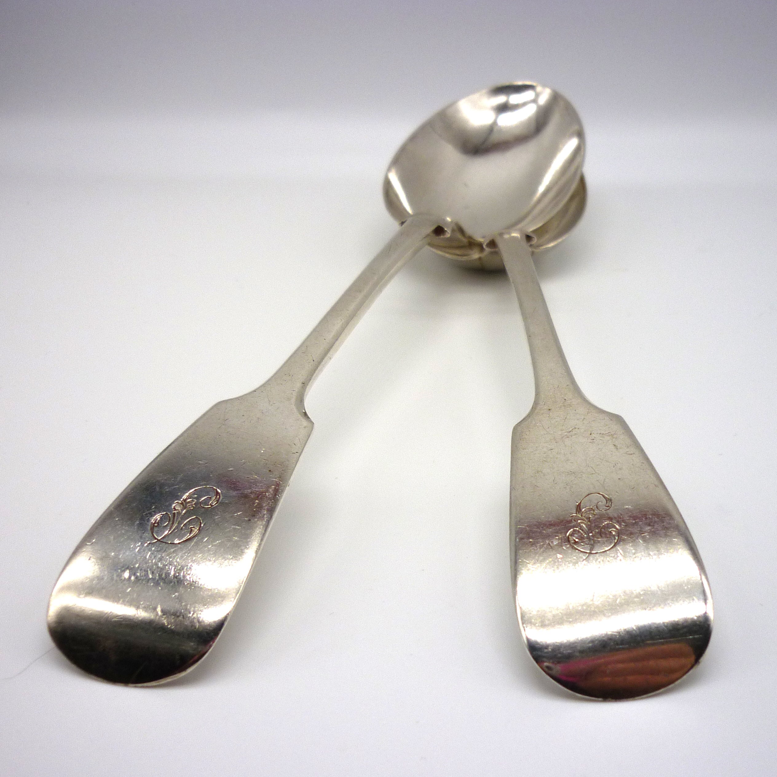 Pair of Antique Solid Silver Serving Spoons Victorian Fiddle - Etsy