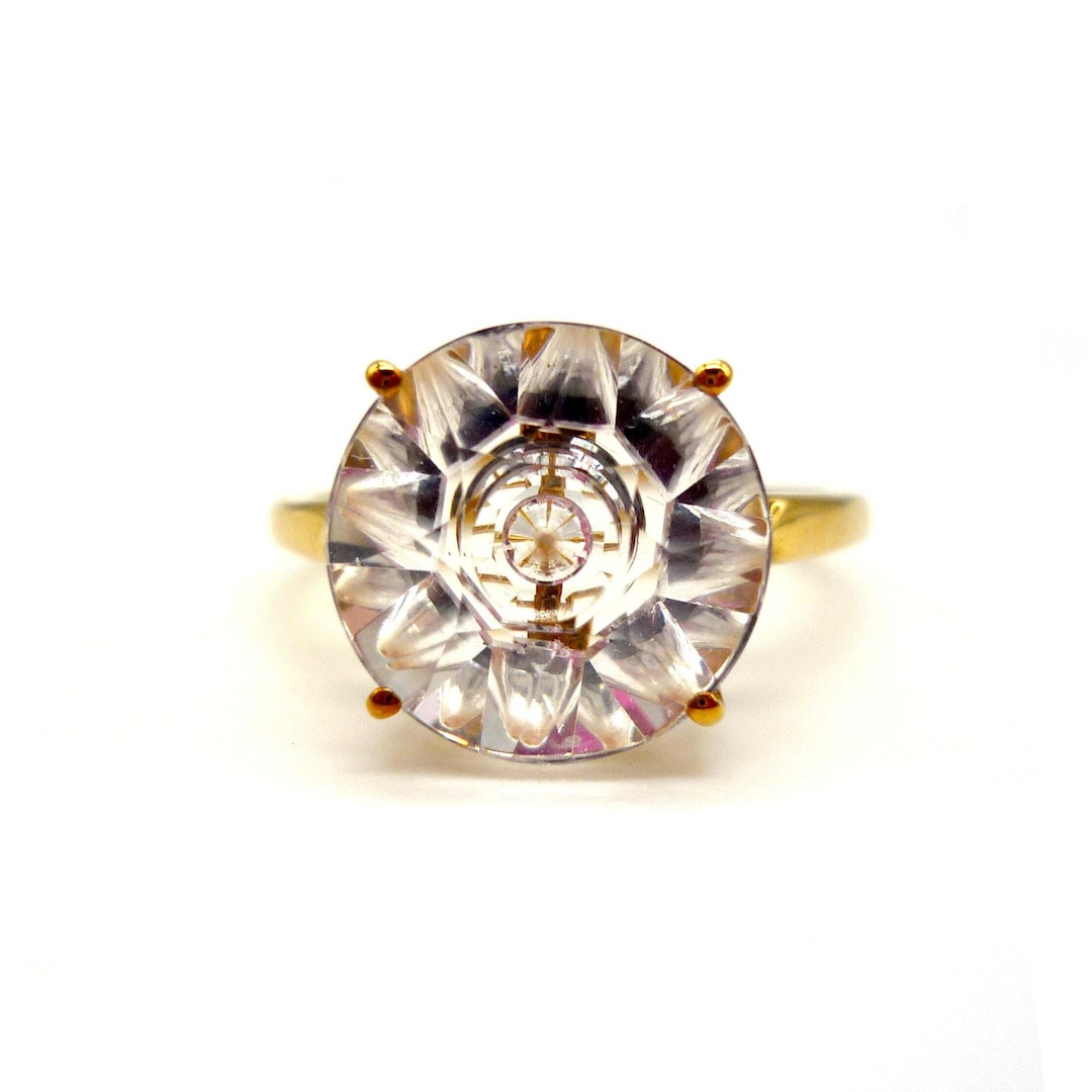 Lehrer Kaleidoscut White Quartz & Ceylon Sapphire Ring Size 7.75, Fancy ...