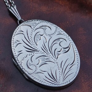 Vintage Silver Photo Locket on Chain, Hinged Opening Pendant Necklace ...