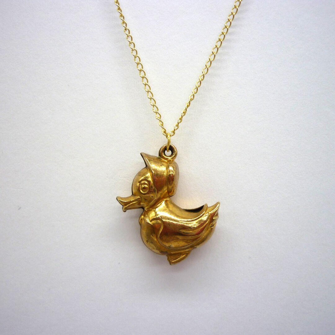 Vintage Gold Duck Charm Necklace - Etsy