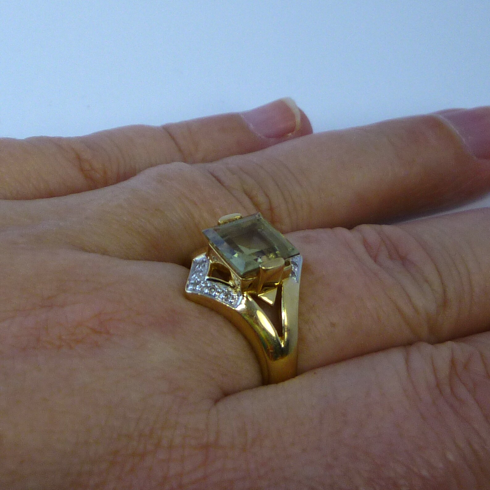 Square Citrine Ring With Diamonds | Etsy