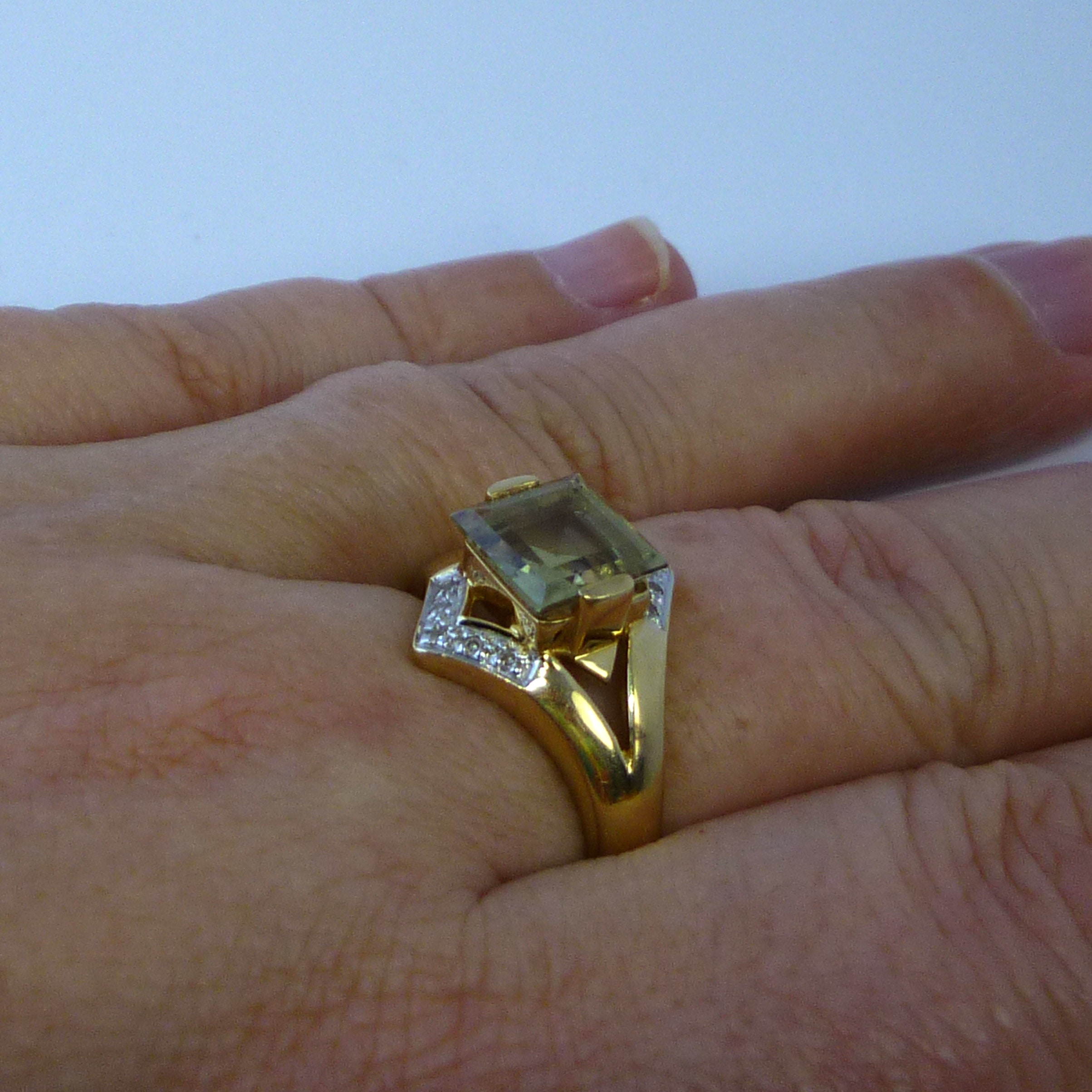 Square Citrine Ring With Diamonds - Etsy UK