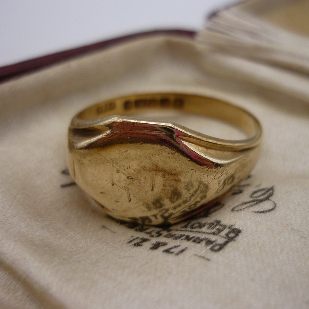 Antique 9k Gold Signet Ring - Victorian Monogrammed Pinky Ring Size 10 ...