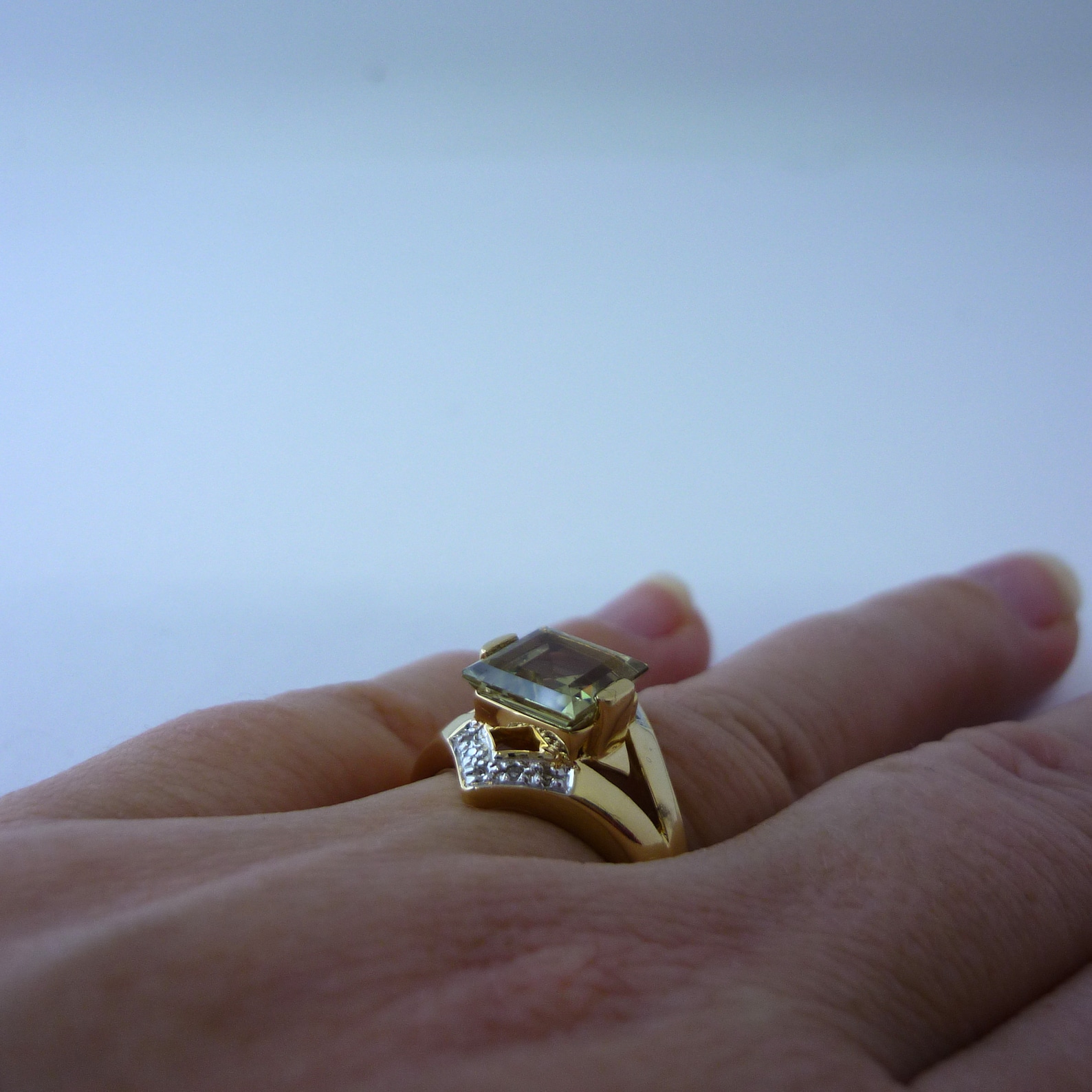 Square Citrine Ring With Diamonds | Etsy