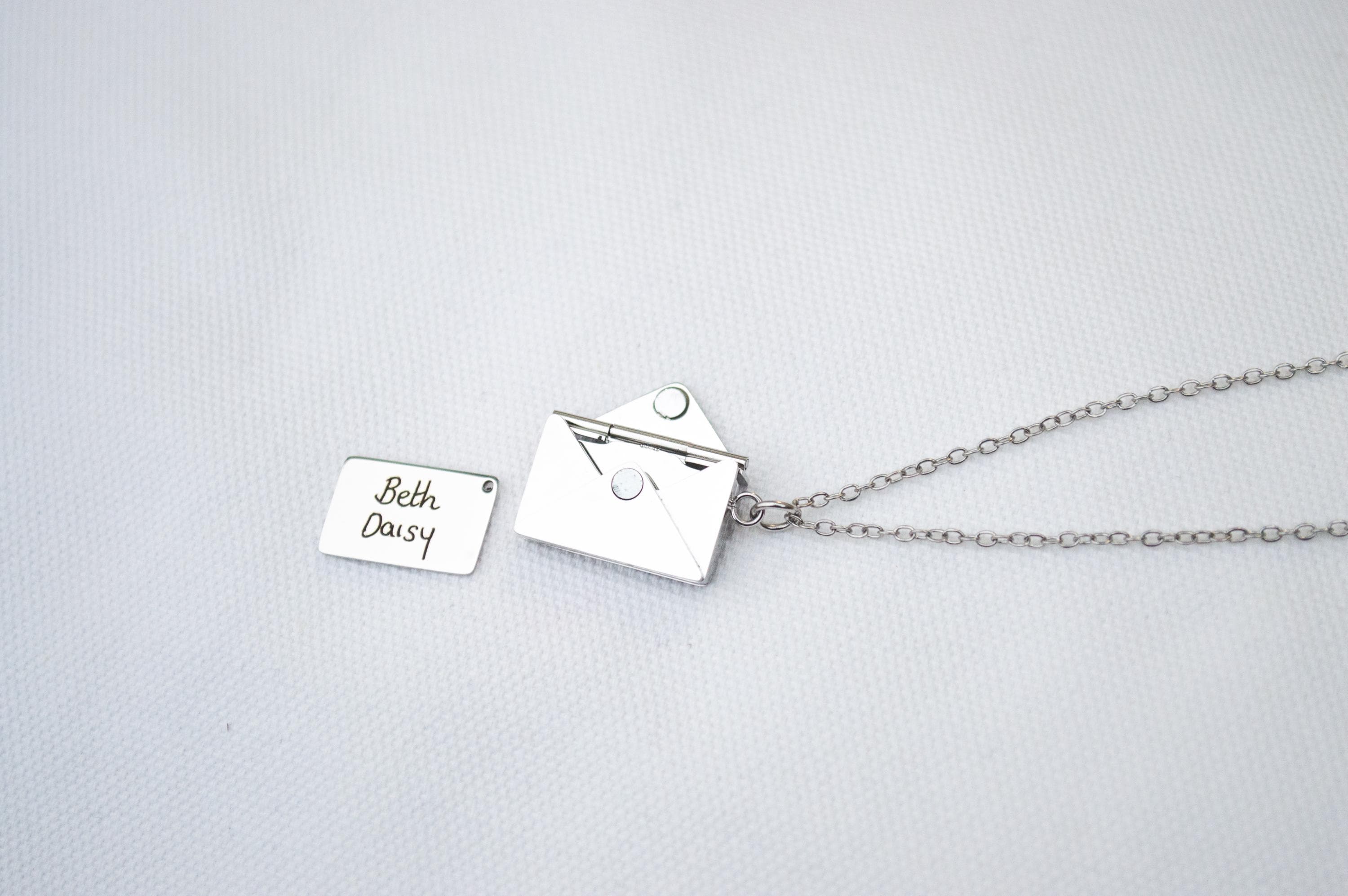 Secret Message Envelope Necklace, Gold Plated Personalised Necklace ...