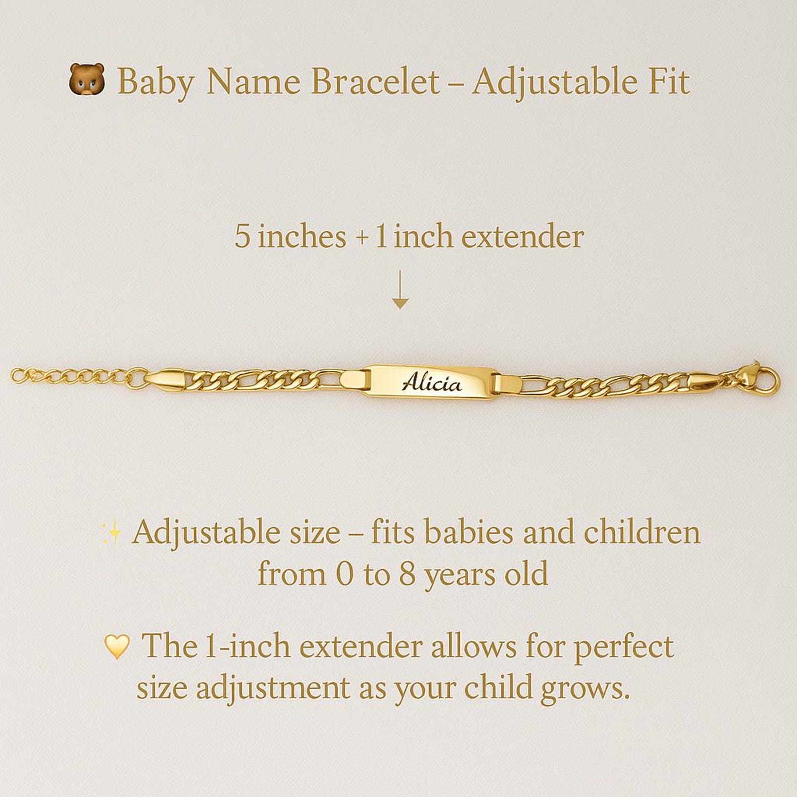 14K Gold Baby Name Bracelet, Personalise Baby Girl or Boy Bracelet ...