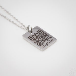 Custom QR Code Necklace - Personalized Silver Pendant - Handcrafted ...
