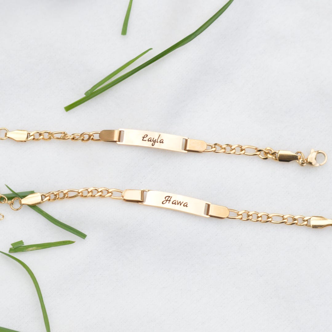 14K Gold Baby Name Bracelet, Personalise Baby Girl or Boy Bracelet ...
