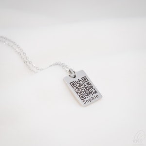 Custom QR Code Necklace - Personalized Silver Pendant - Handcrafted ...