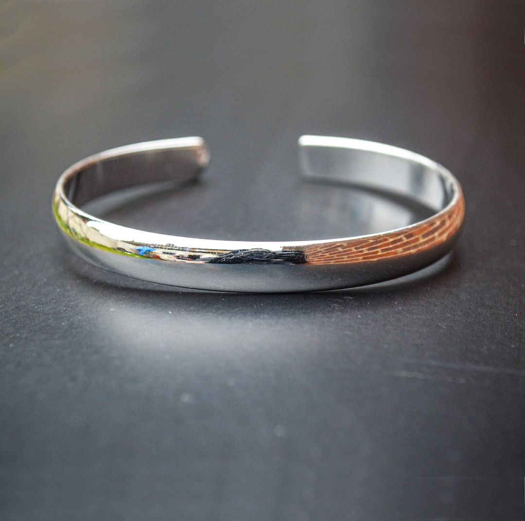 Silver Round Cuff Bangle, Shiny Silver Bangle, Gift for Her, Bangle for ...