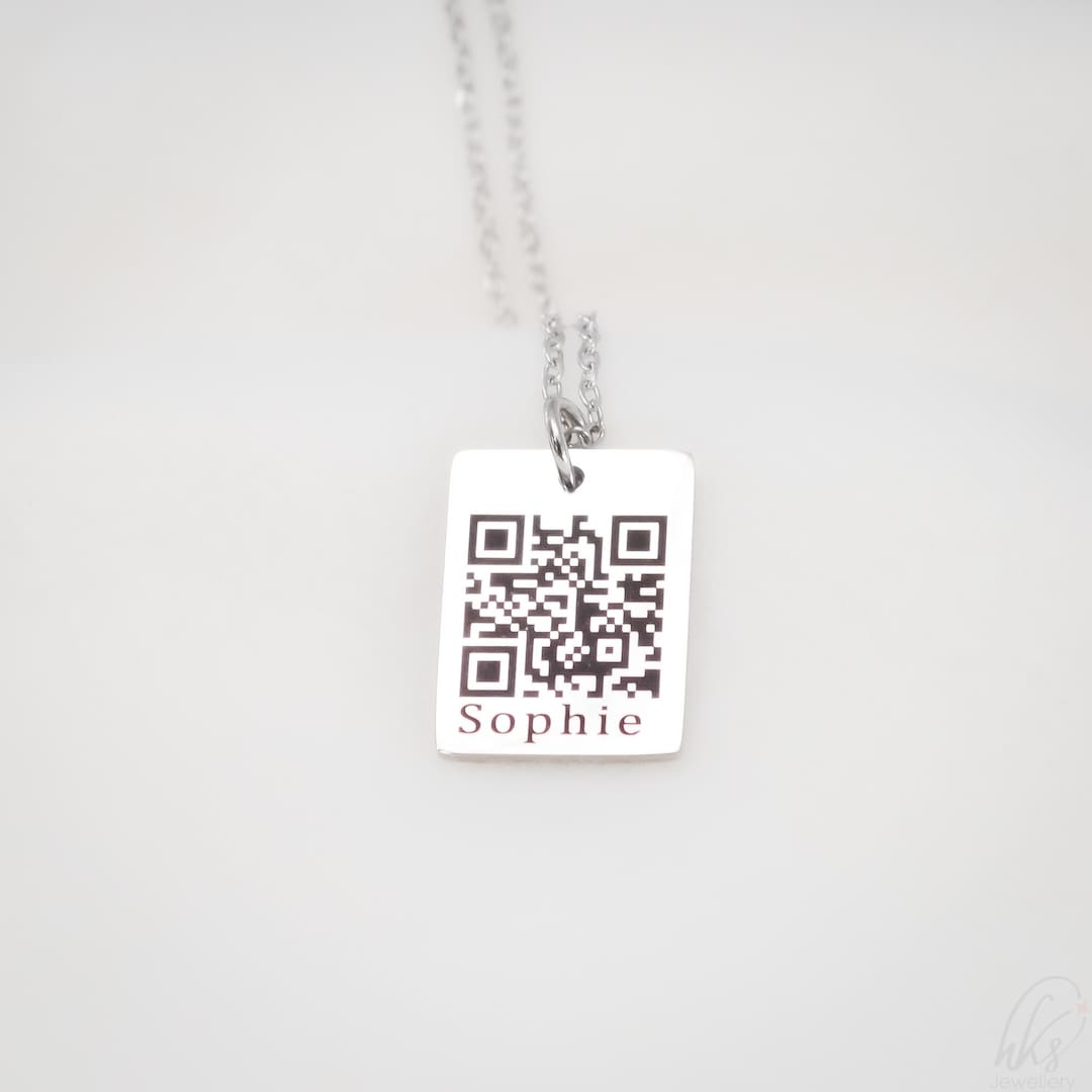 Custom QR Code Necklace - Personalized Silver Pendant - Handcrafted ...