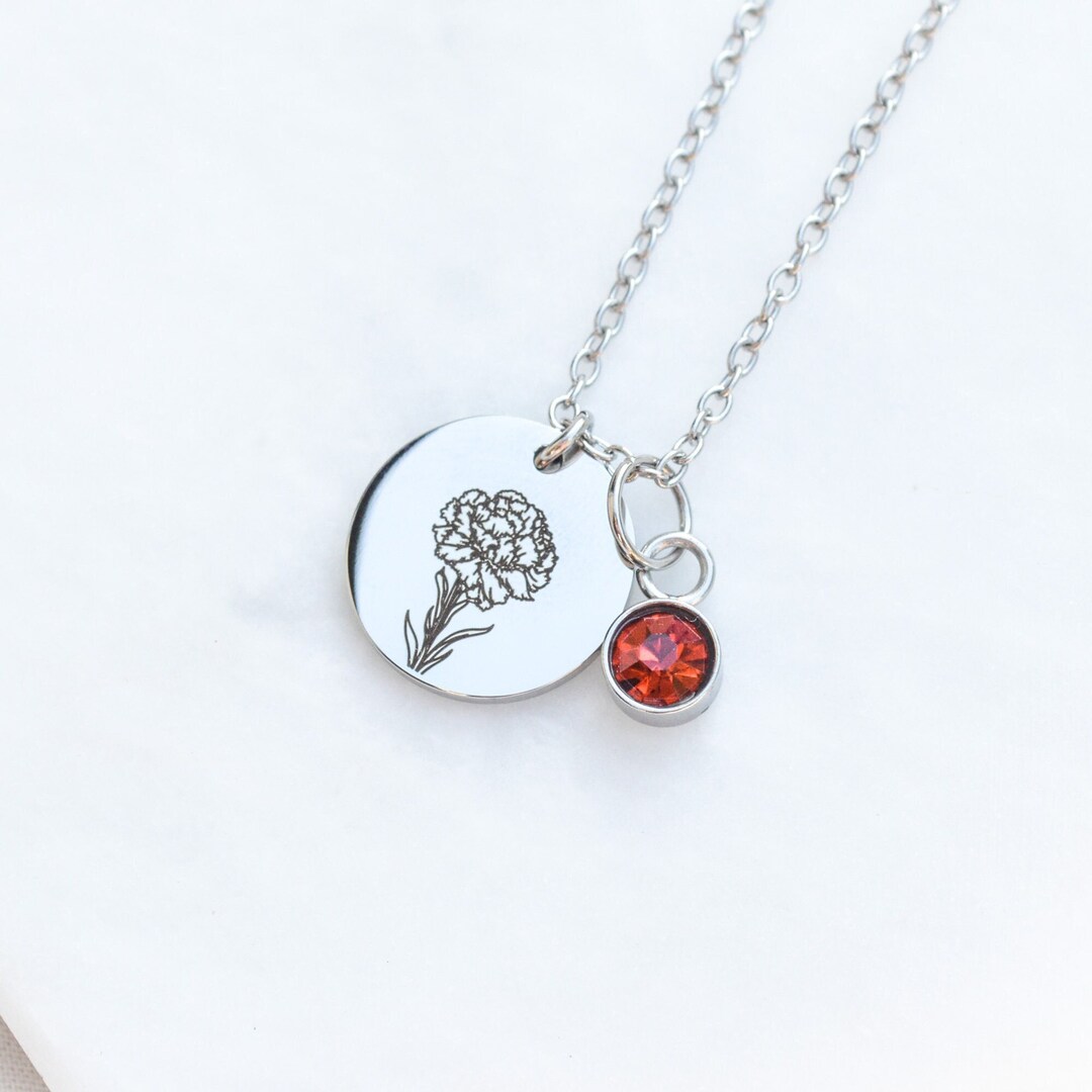 Custom Birth Flower Jewelry, Zodiac Birthstone Necklace, Personalized ...