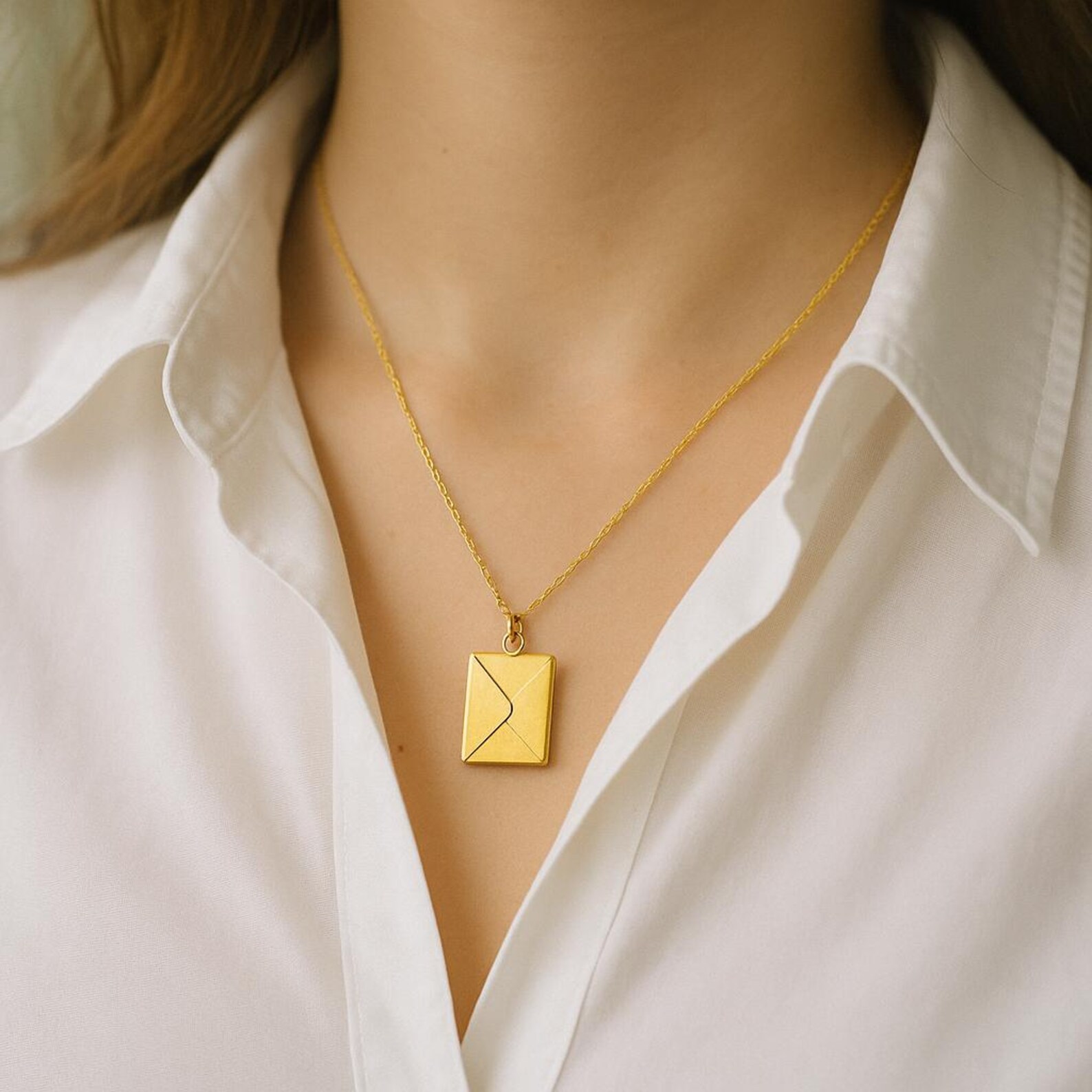 Secret Message Envelope Necklace, Gold Plated Personalised Necklace ...