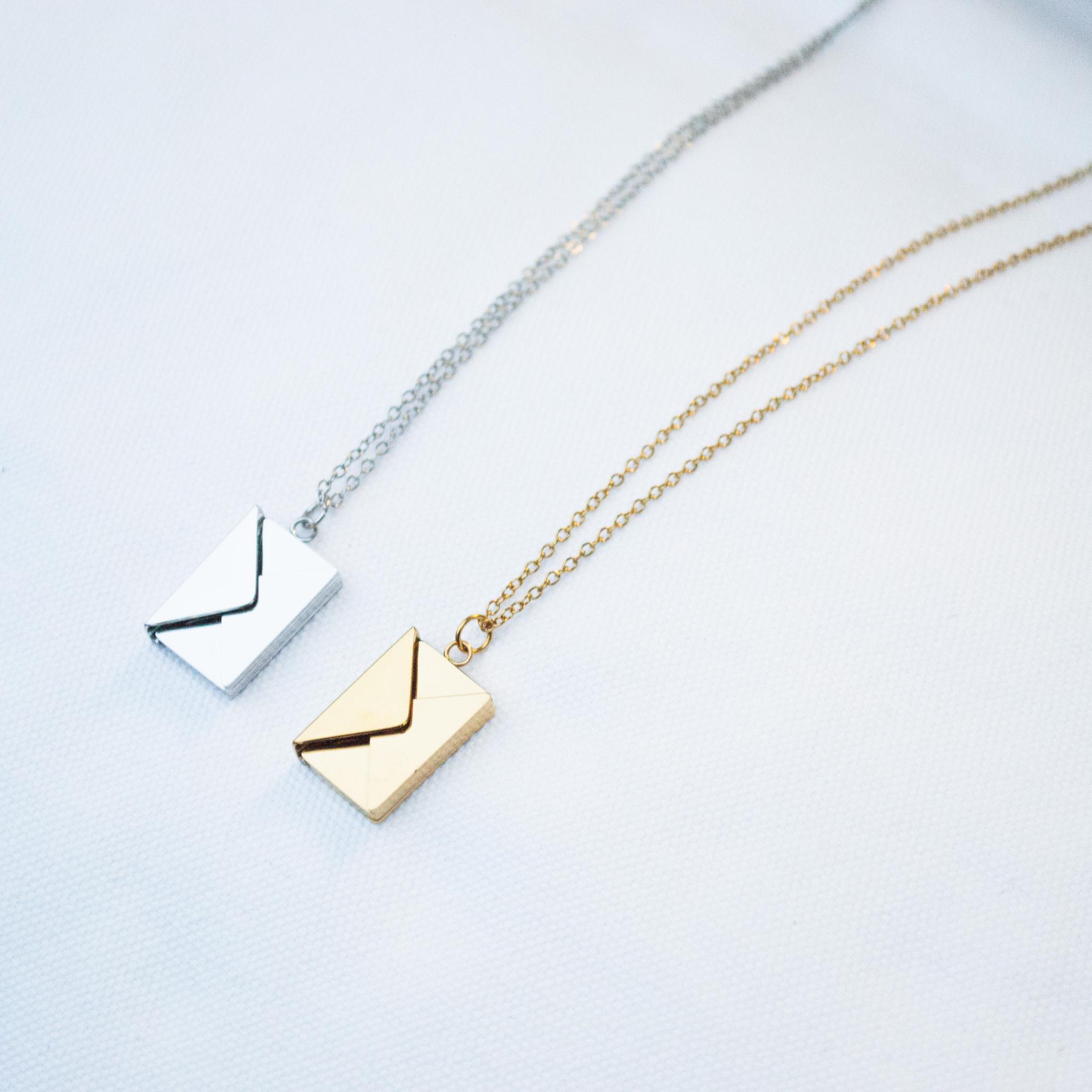 Secret Message Envelope Necklace, Gold Plated Personalised Necklace ...