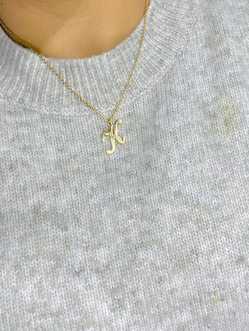 Cursive Initial Necklace, 14K Gold Jewelry, Personalised Letter ...