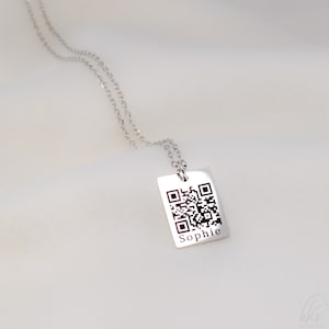 Custom QR Code Necklace - Personalized Silver Pendant - Handcrafted ...