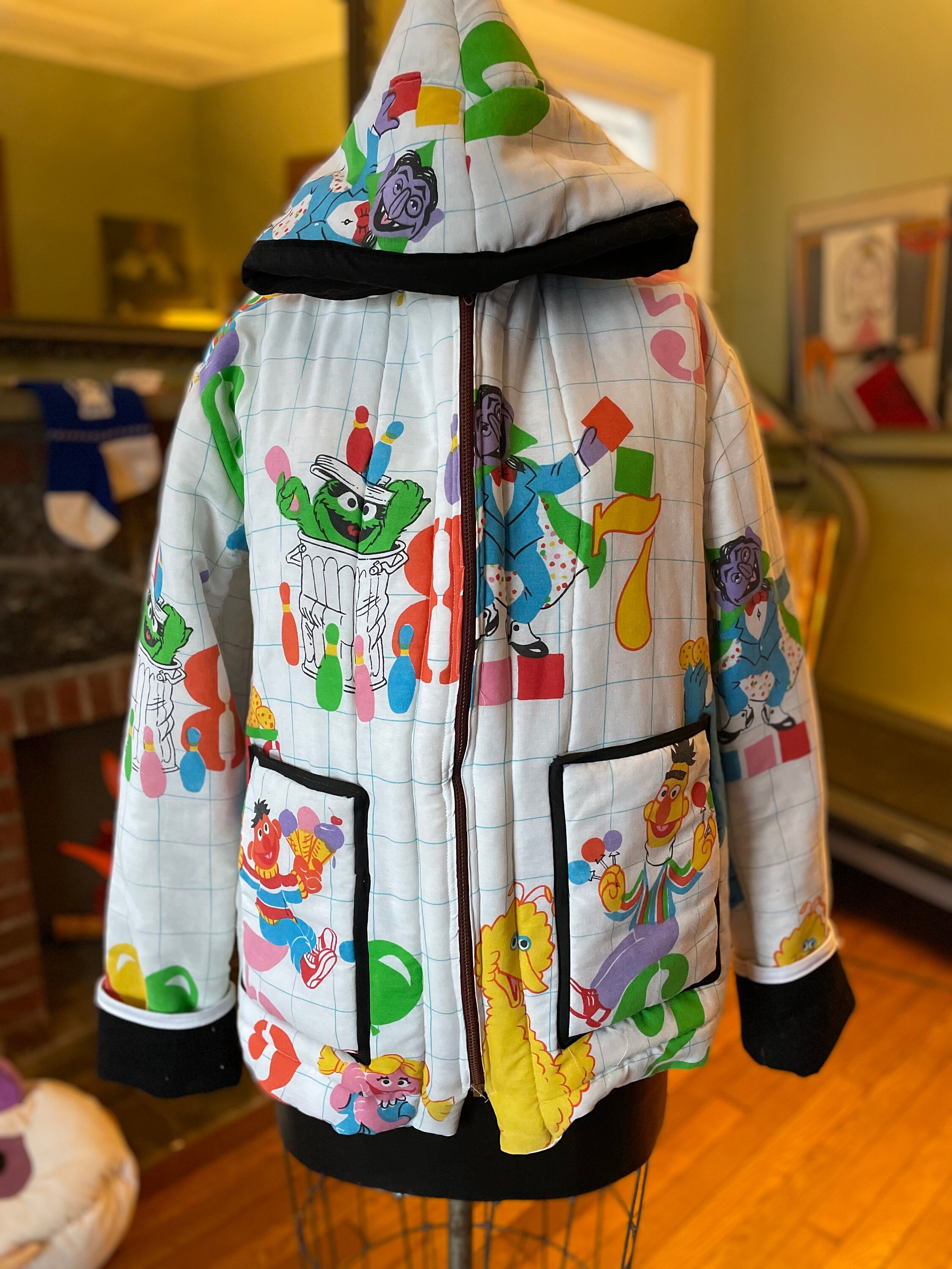 Vintage Sesame Street Blanket Jacket for Adults Unisex Zipper and ...