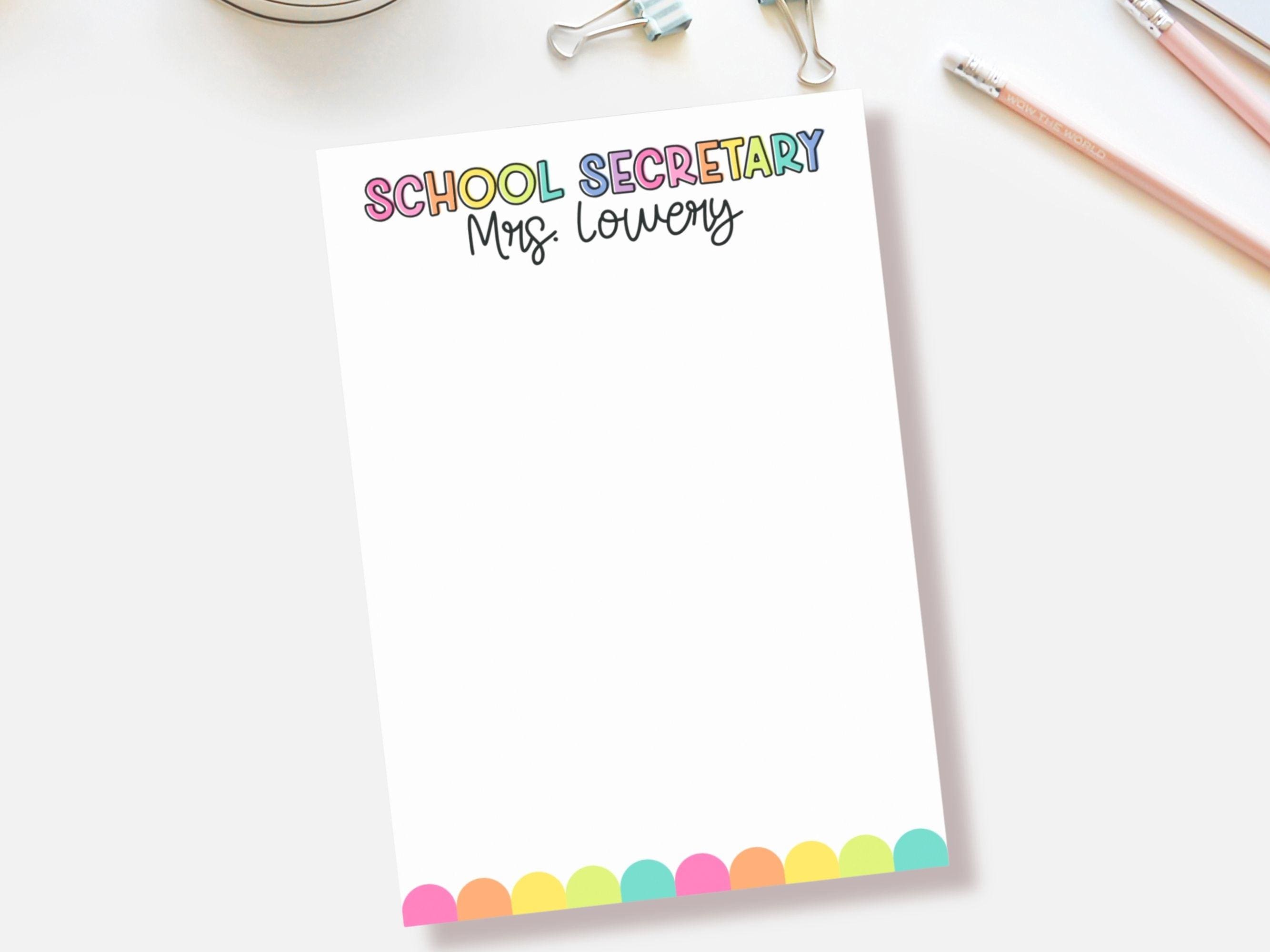 Personalized School Secretary Notepad: Rainbow Preppy To-do List - Etsy