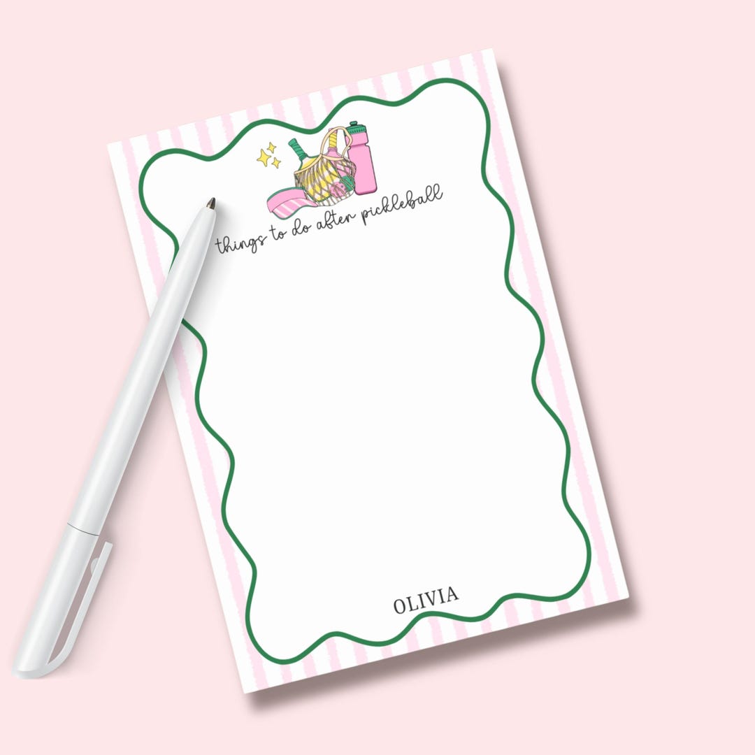 Personalized Pickleball Sticky Notes Notepad Preppy Striped Stationery ...