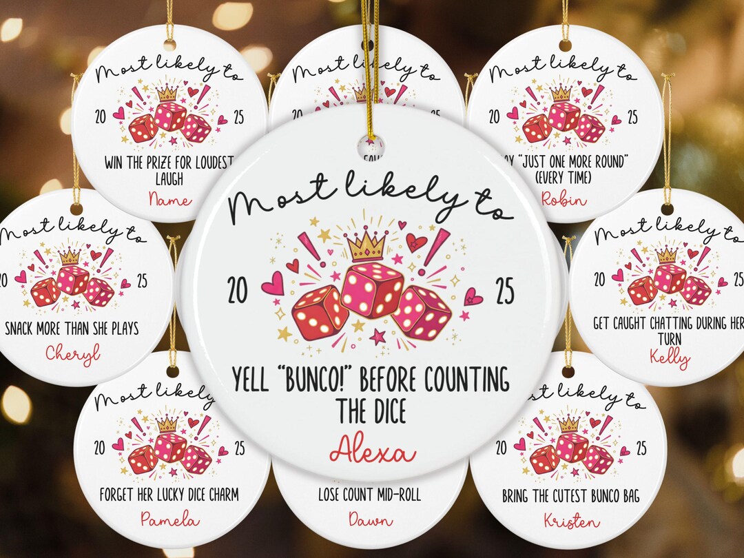 Personalized Bunco Christmas Gift Ornament Custom Bunco Gift Tag With ...
