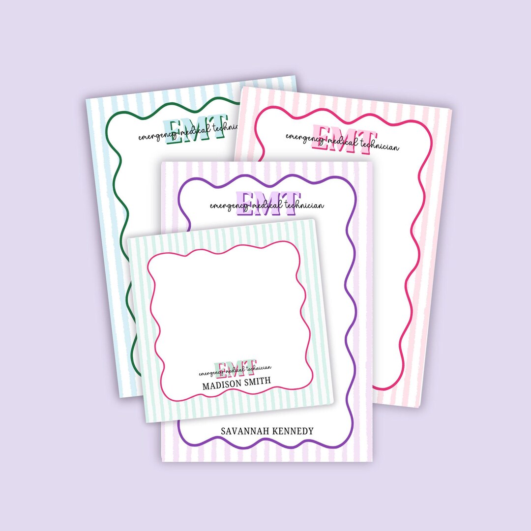 Personalized Emergency Medical Technician Notepad EMT Nurse Gift Preppy ...