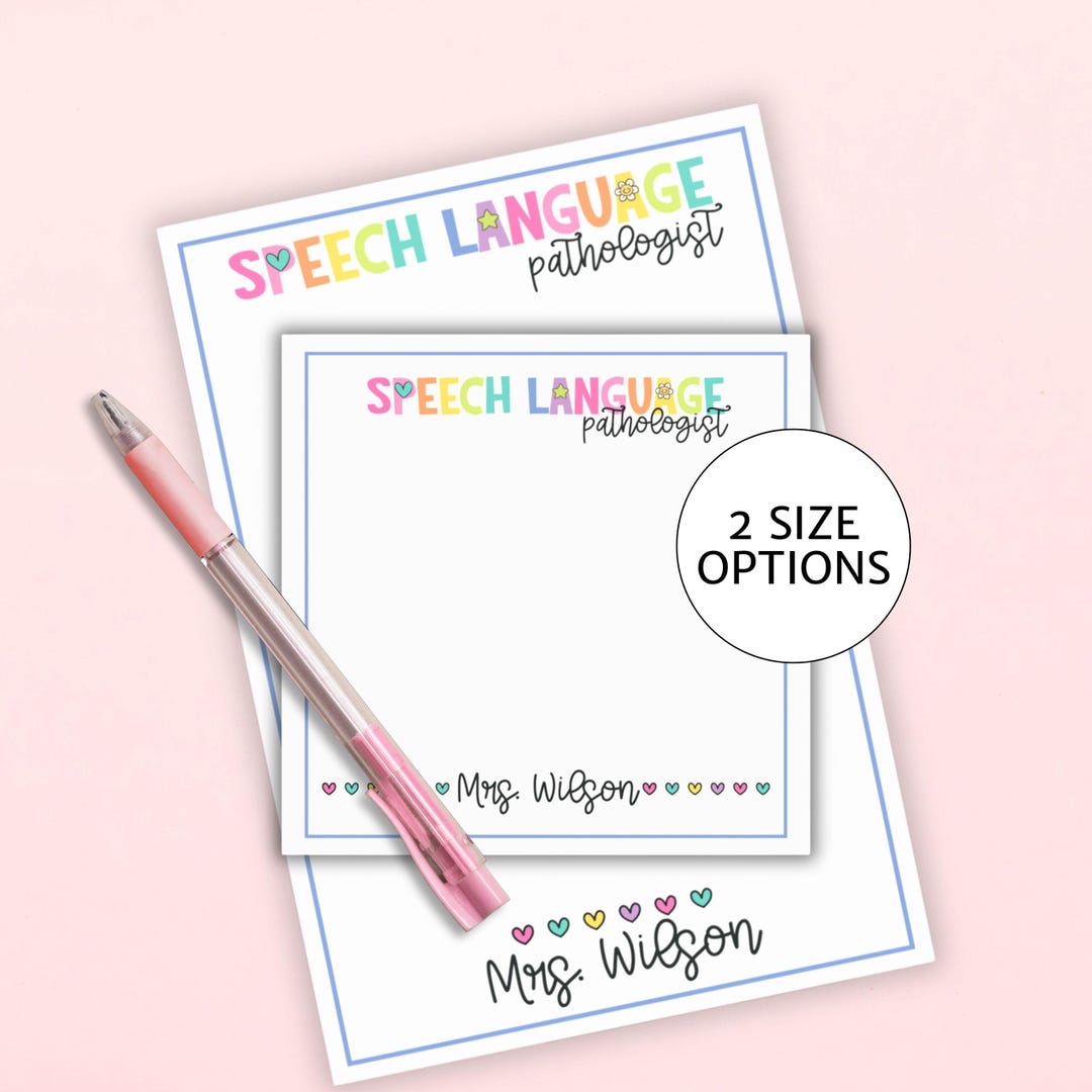 Custom SLP Gift Personalized Speech Therapy Note Pad Speech Therapist ...
