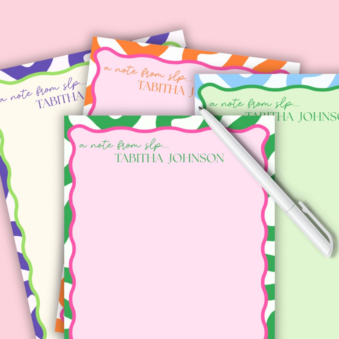 Personalized SLP Gift Speech Language Pathology Note Pad Speech Therapy ...