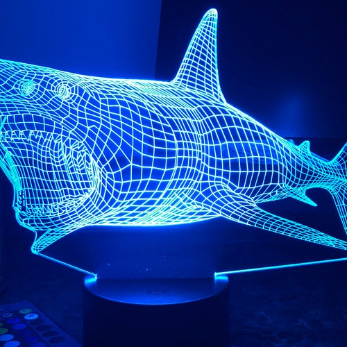 Great White Shark Divers Night Light Lamp Artisan Resin Wood - Etsy