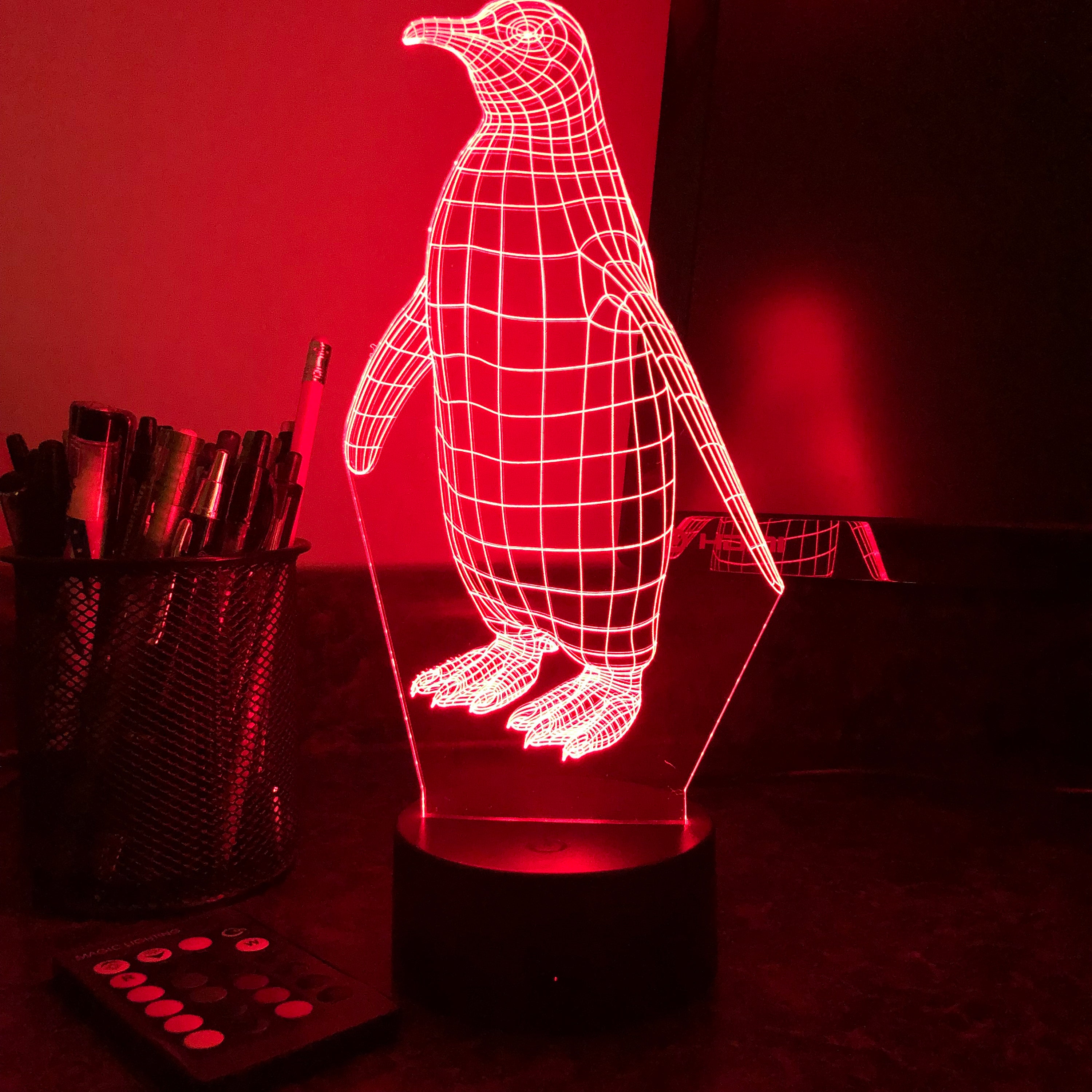 Penguin 3D Illusion Lamp | Etsy