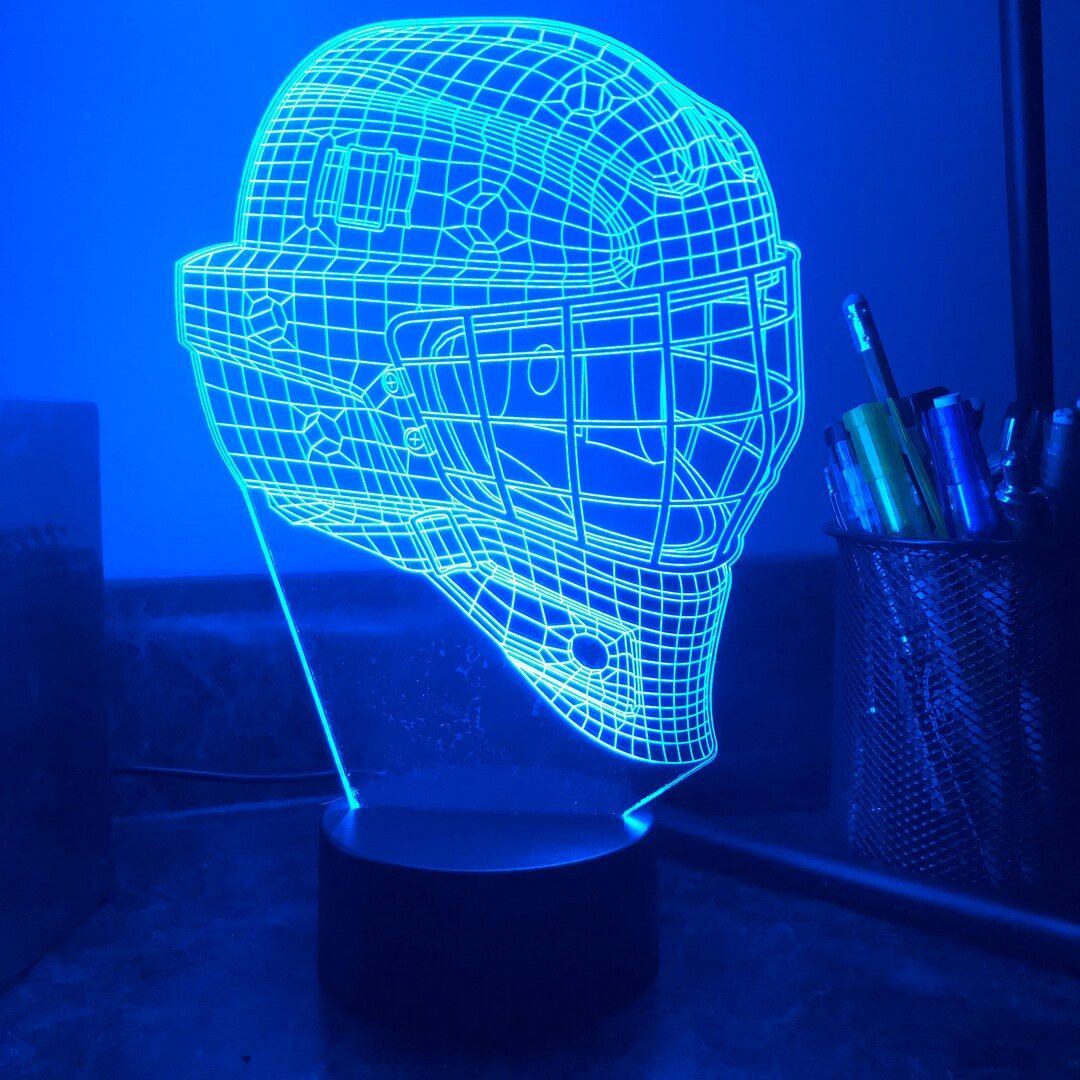 Hockey Goalie Mask 3D Optical Illusion Lamp - Etsy Hockey Goalie Mask 3D Optical Illusion Lamp - Etsy