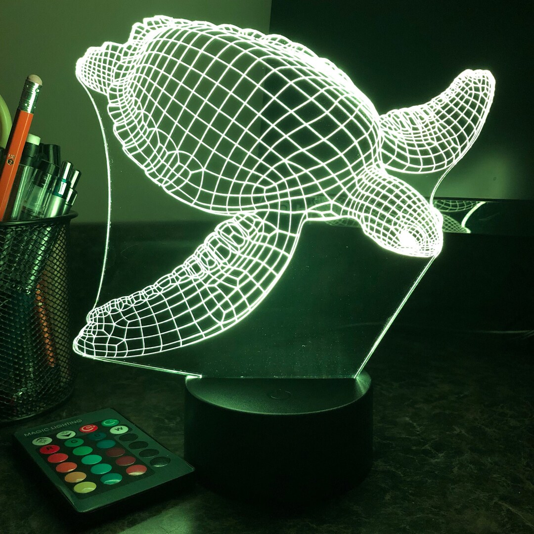 Sea Turtle Animal Gift 3D Optical Illusion Lamp - Etsy