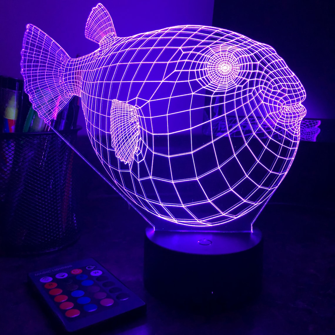 Puffer Fish 3D Optical Illusion Lamp Night Light - Etsy