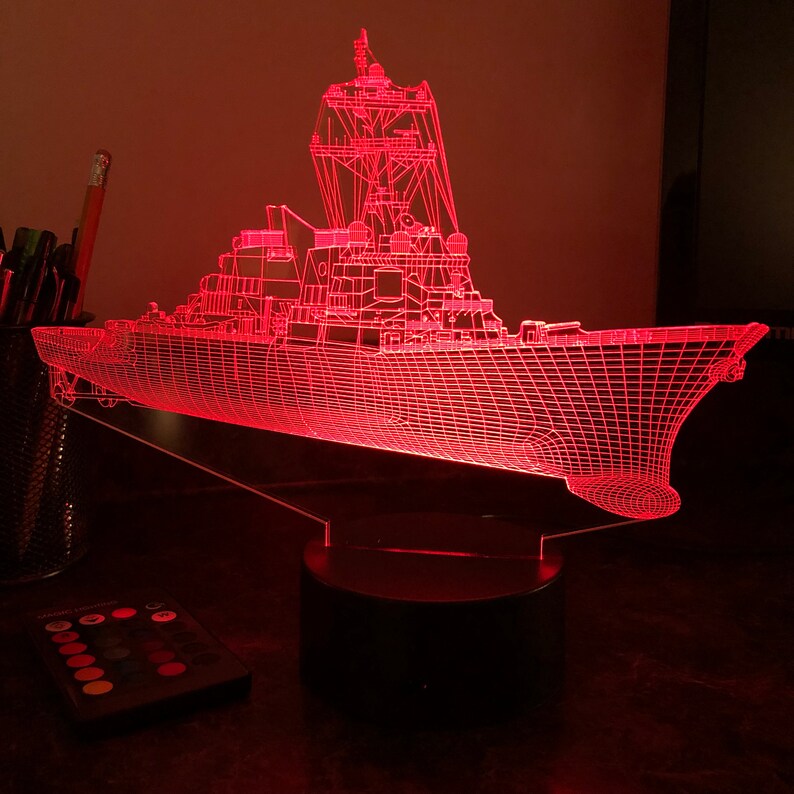 US Navy Guided Missile Destroyer 3D Lamp - Etsy UK