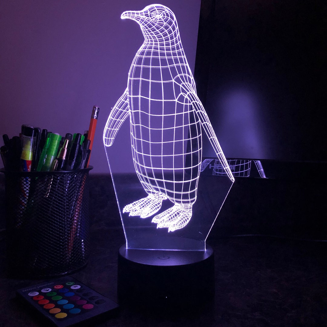 Penguin 3D Illusion Lamp - Etsy