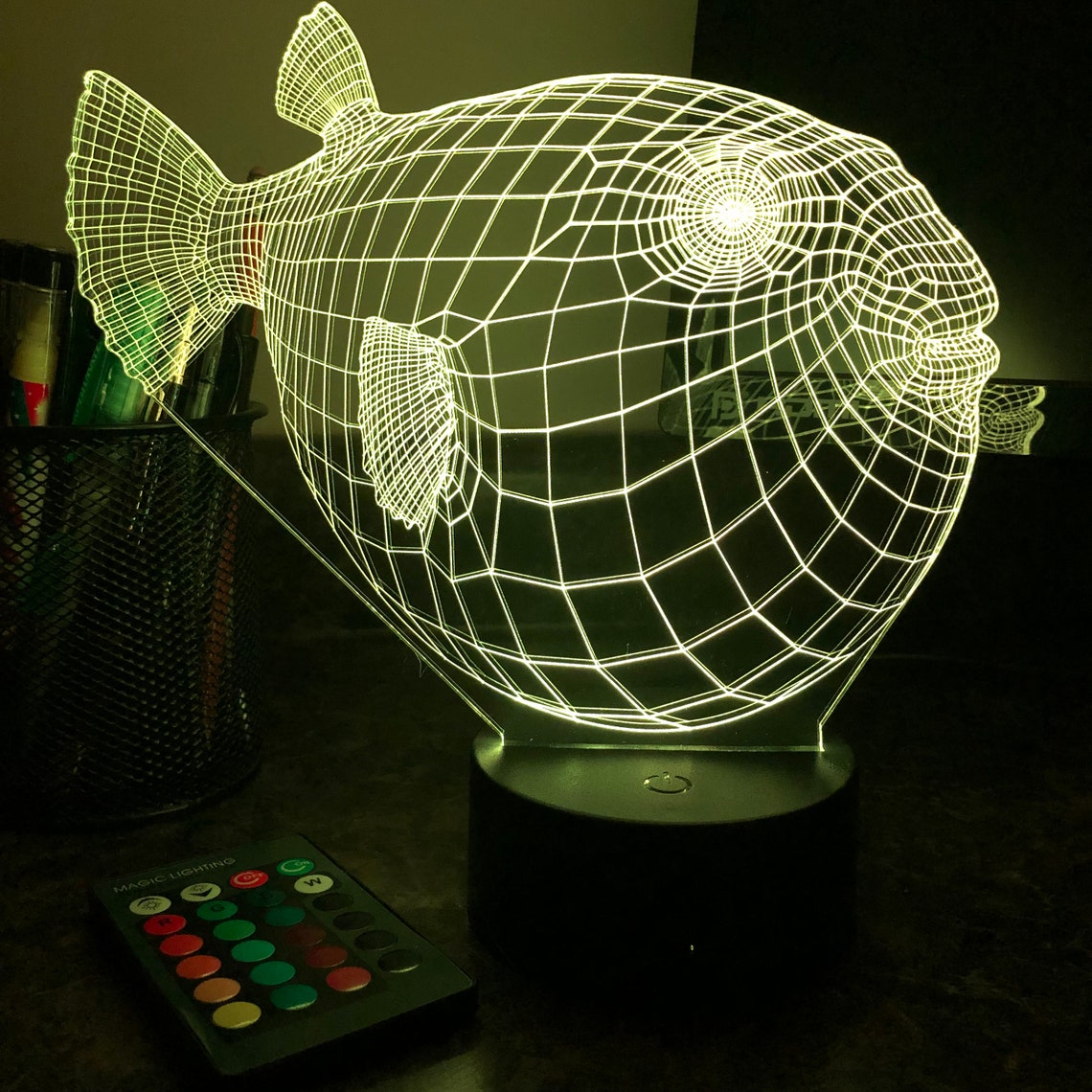 Puffer Fish 3D Optical Illusion Lamp Night Light - Etsy