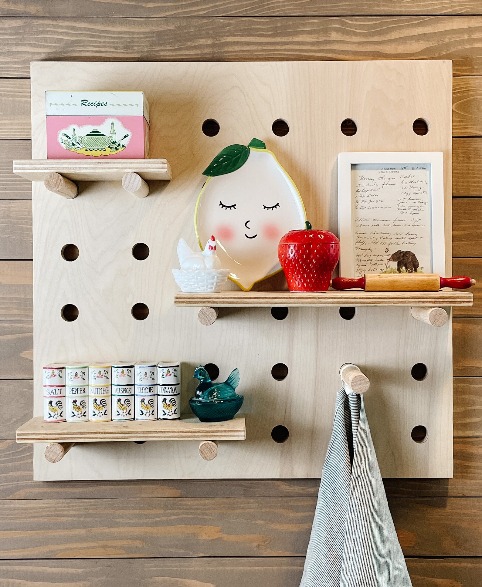 Modern Wooden Pegboard Wall Shelf Peg Board Organizer Peg - Etsy